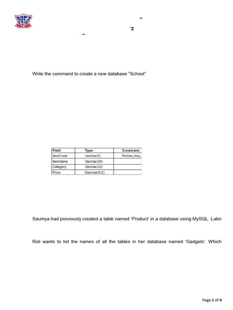 Mysql Revision Worksheet 1 Pdf Databases Table Database