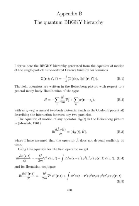 The Quantum Bbgky Hierarchy Appendix B Electrical Transport In