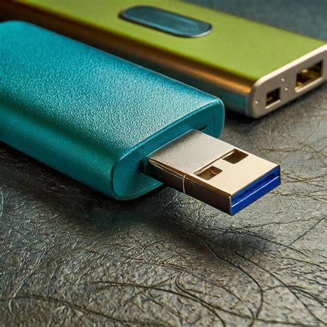 Usb Data Disk With A Plug A Power Bank Closeup Premium AI Generated Image