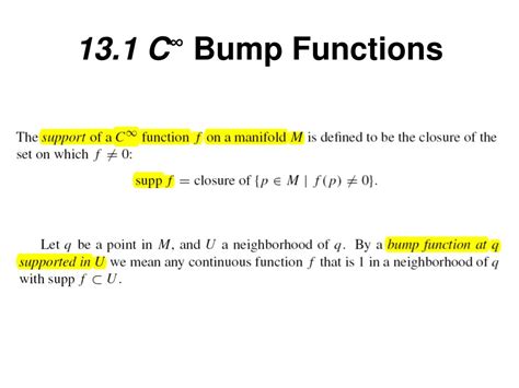 ppt chapter 13 bump functions and partitions of unity powerpoint