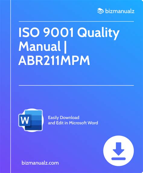 Iso 9001 Quality Manual Template Word