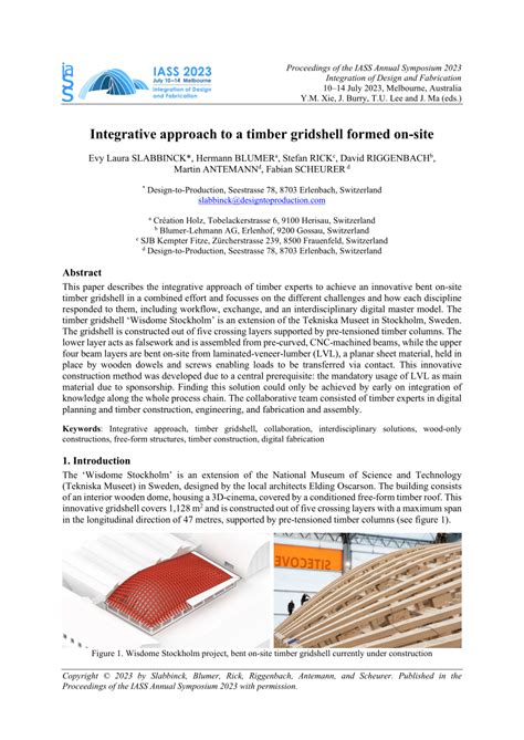 Pdf Integrative Approach To A Timber Gridshell Formed On Site