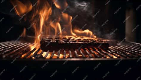 Ai가 생성한 빛나는 숯불 구이 신선한 숯불 스테이크 무료 사진