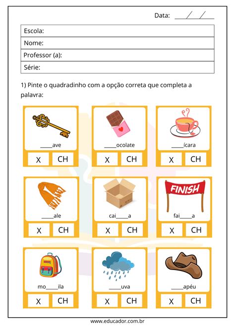 Complete Com X Ou Ch Atividades De Ortografia Educador