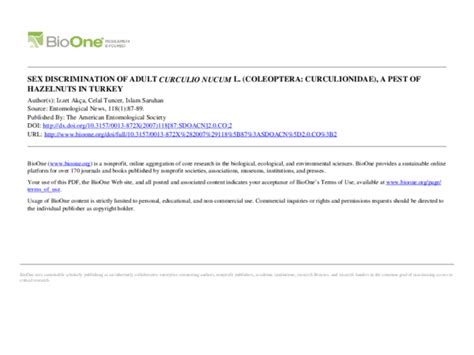 Pdf Sex Discrimination Of Adult Curculio Nucum L Coleoptera
