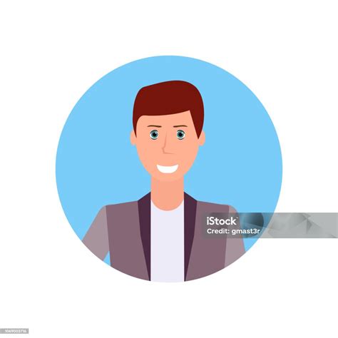사업가 얼굴 아바타 행복 한 사람이 사무실 작업자 남성 만화 캐릭터 초상화 절연 갈색 머리에 대한 스톡 벡터 아트 및 기타 이미지 갈색 머리 개념 경영자 Istock