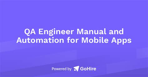 Qa Engineer Manual And Automation For Mobile Apps At Oneseven Tech