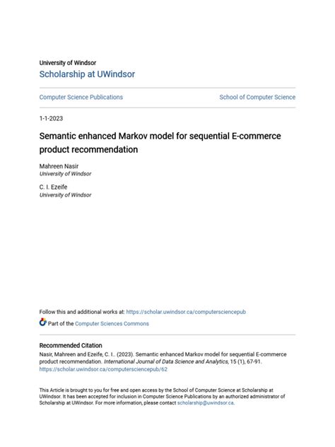 Semantic Enhanced Markov Model For Sequential E Commerce Product Recommendation Pdf Markov