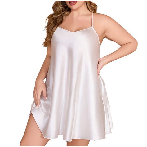 Aloohaidyvio Womens Plus Size Nightgown Sexy Satin Silk Lace Chemise