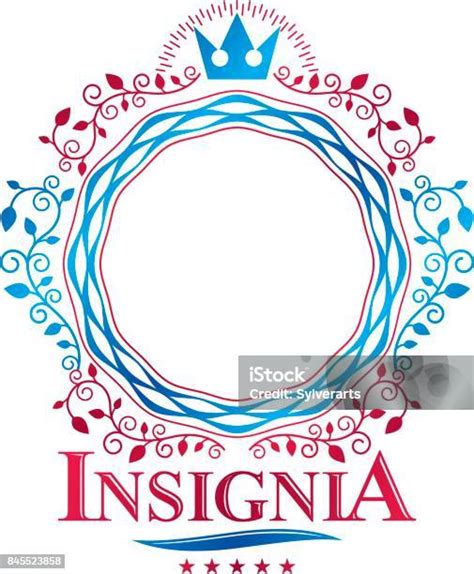 로얄 크라운 요소와 꽃 패턴 그래픽 기호 구성 팔의 문장 학 외 투 절연 장식 아이콘 벡터 일러스트 고딕 양식에 대한 스톡 벡터 아트 및 기타 이미지 Istock