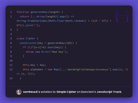 Samheucks Solution For Simple Cipher In Javascript On Exercism
