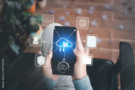 Woman Hand Using Smart Phone Document Management System Online Documentation Database And Cyber