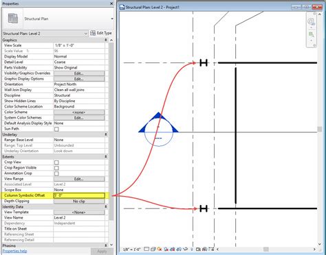 Revit Oped Structural Plan View Column Symbolic Offset Revit Forum