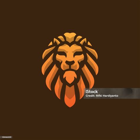 사자 머리 로고 템플릿 어두운 갈색 배경에 사자 강한 로고 골든 로얄 프리미엄 우아한 디자인 사자에 대한 스톡 벡터 아트 및 기타 이미지 Istock