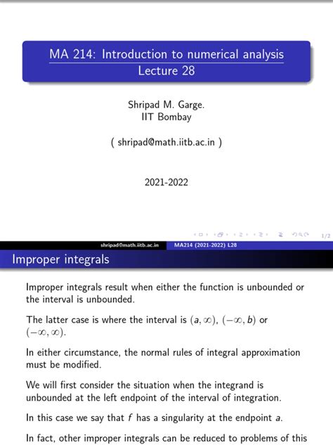ma 214 introduction to numerical analysis shripad m garge iit