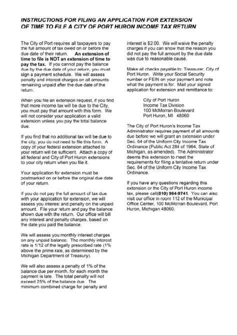 Instructions For Filing An Application For Extension Of Time To File A