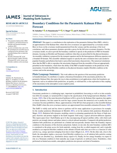 Pdf Boundary Conditions For The Parametric Kalman Filter Forecast