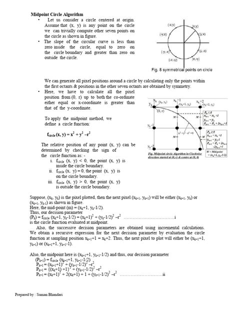 Midpoint Circle Algorithm Pdf Algorithms And Data Structures