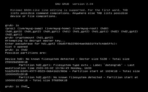 linux opstarten vanaf de grub commandline noodopdrachten c t