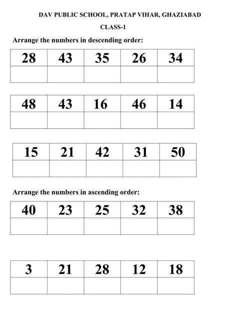 Ascending Order Exercise Live Worksheets