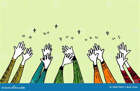 Doodle Of Hands Up Hands Clapping Applause Gestures Stock Vector