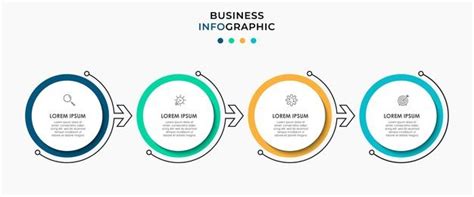 4 단계 원이있는 비즈니스 프로세스 차트 Infographics 순환 기업 워크 플로 그래픽 요소 회사 순서도 프레젠테이션