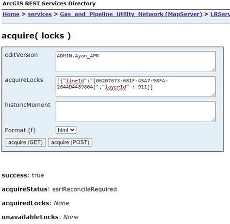 solved acquire locks lrs rest api query unclear documenta esri