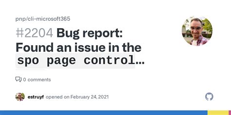bug report found an issue in the `spo page control list` when