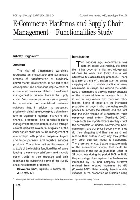 Pdf E Commerce Platforms And Supply Chain Management