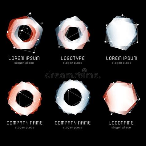 Unusual Abstract Geometric Shapes Vector Logo Set Polygonal Colorful Logotypes Collection On