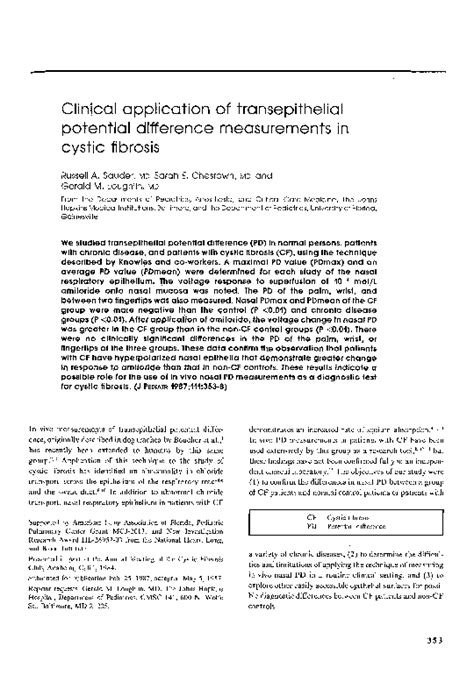Pdf Clinical Application Of Transepithelial Potential Difference