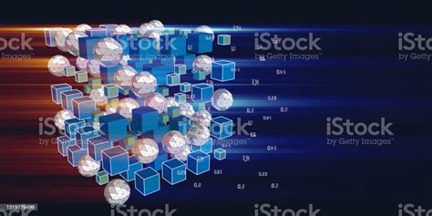 Big Data Abstract Visualization Analyze Algorithm Cubes And Spheres Quantum Virtual Cryptography