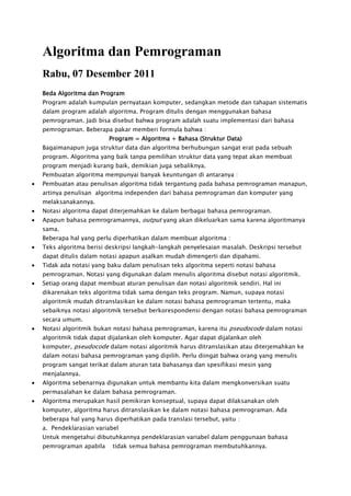 Algoritma Dan Pemrograman DOCX Algoritma Dan Pemrograman DOCX