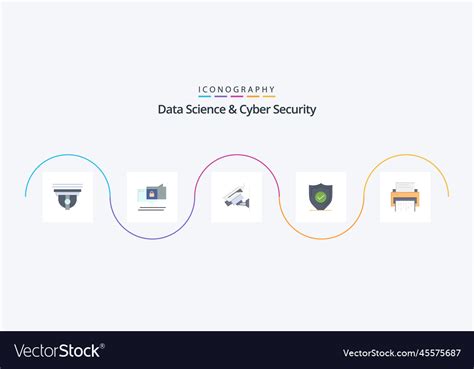 Data Science And Cyber Security Flat 5 Icon Pack Vector Image