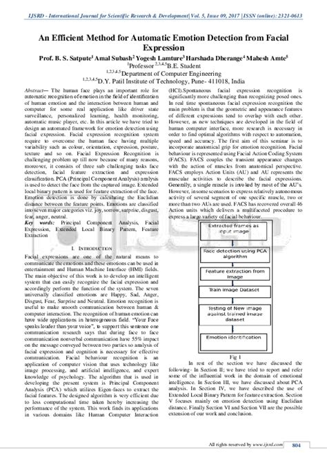 Pdf An Efficient Method For Automatic Emotion Detection From Facial Expression