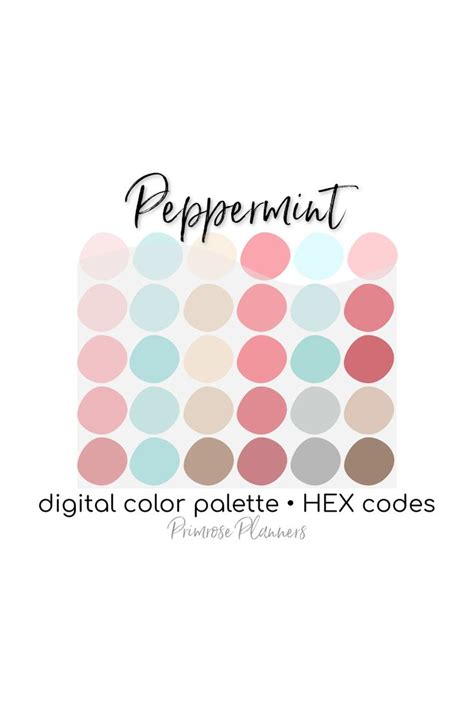 Peppermint Digital Color Palette Color Chart Goodnotes Tool Ipad Procreate Digital Download