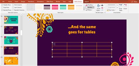 how to set column width in ppt table in powerpoint