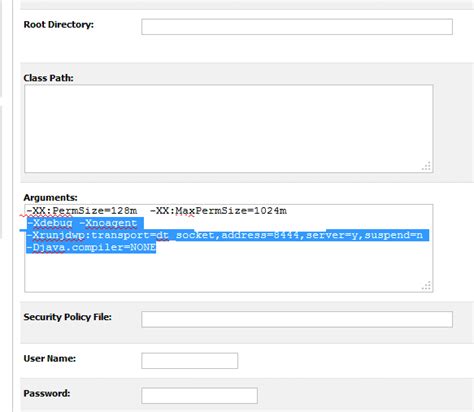 remote debug configuration in weblogic console