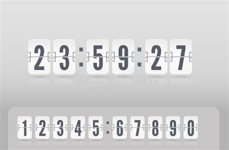 Analog Airport Board Countdown Timer Vector Vintage Flip Clock Time Counter Floating White