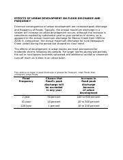EFFECTS OF URBAN DEVELOPMENT ON FLOOD DISCHARGE AND FREQUENCY Docx EFFECTS OF URBAN