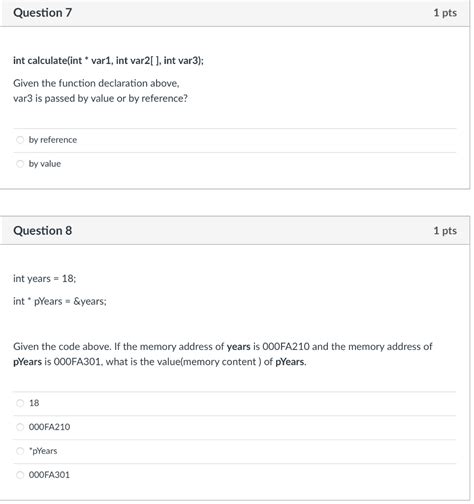 Solved Question 7 1 Pts Int Calculateint Var1 Int