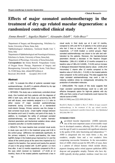 Pdf Effects Of Major Ozonated Autohemotherapy In The Treatment Of Dry