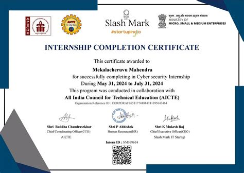 Mahendra Mekalacheruvu On Linkedin Cybersecurity Internship Slashmark Techjourney