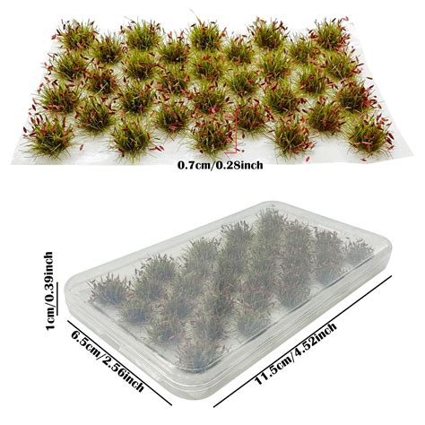 Woohome 32 Pcs Miniature Grass Cluster Red Static Grass Tuft Model