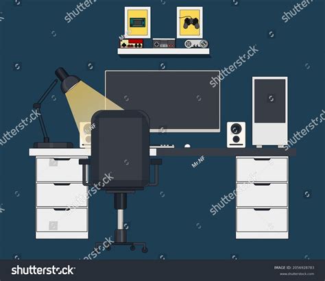 Computer Desk Vector Minimalist Style Stock Vector Royalty Free 2056928783 Shutterstock