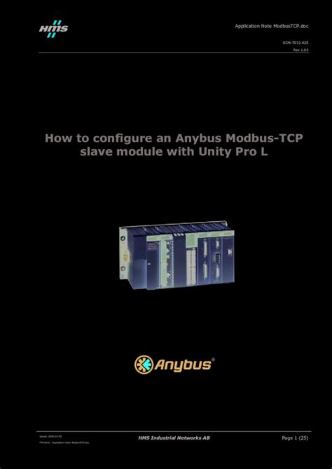 PDF How To Configure An Anybus Modbus TCP Slave Module With The PLC Configuration Start