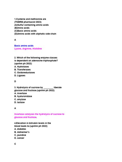 Biochemistry Mcq 1 To 20 Pdf