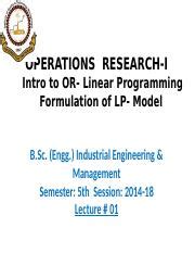 Intro To Operations Research Linear Programming LP Formulation And Graphical OPERATIONS