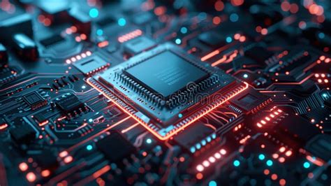 Close Up Of A Computer Chip On A Circuit Board Stock Illustration Illustration Of Engineering