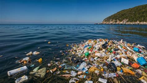 A Lot Of Garbage Floating In The Sea Premium Ai Generated Image